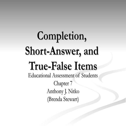 How to develop completion and short answer tests? | PPT