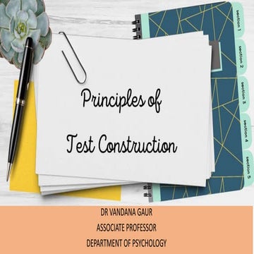 TEST CONSTRUCTION in Psychology to measure different traits | PPTX