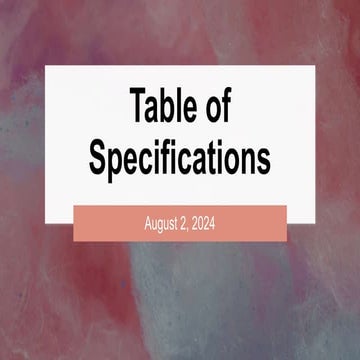 Table of Specifications Explanation for Beginning Teachers | PPT
