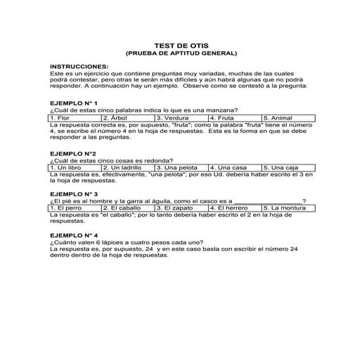 Test de otis | DOCX