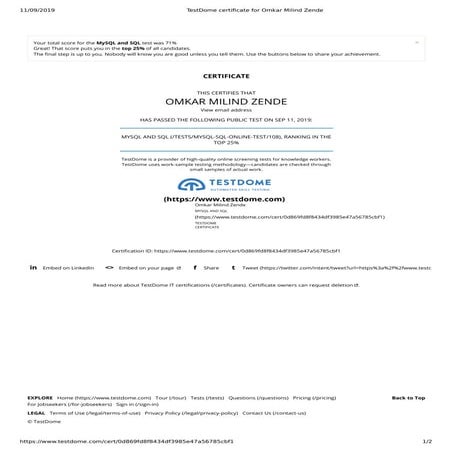 Test dome certificate | PDF