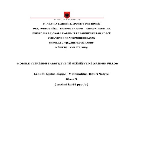 Modele testesh per kl i | PDF