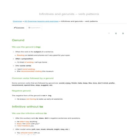GERUNDS AND INFINITIVE | PDF