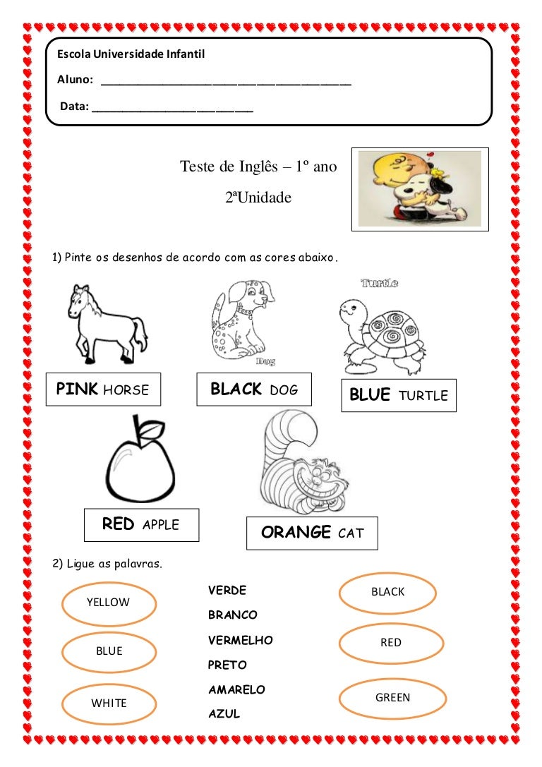 Teste - Inglês 1 ano