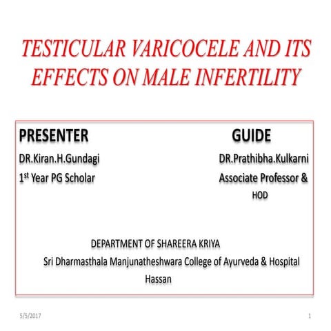 Testicular varicocele and its effects on male infertility | PPTX