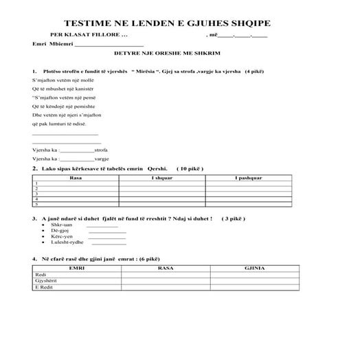 Modele testesh per kl i | PDF