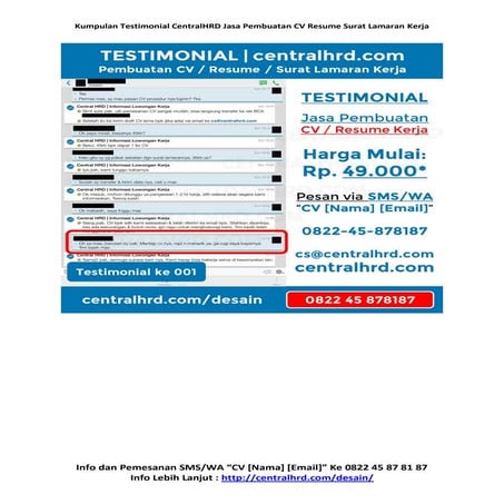Testimonial central hrd jasa pembuatan cv resume surat lamaran kerja | PDF