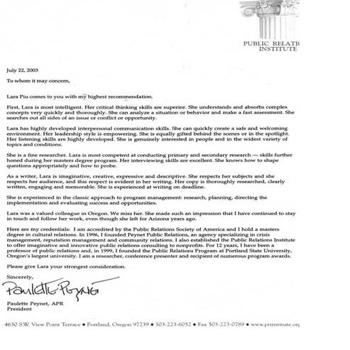 Testimonial Pr Institute | PDF