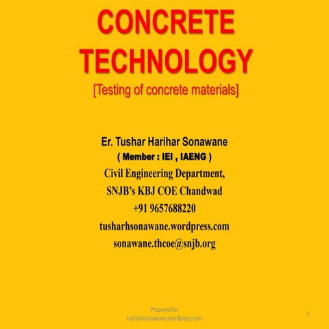 Testing of concrete materials | PPTX