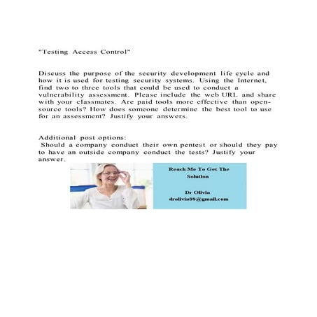 Testing Access ControlDiscuss the purpose of the securit | DOCX