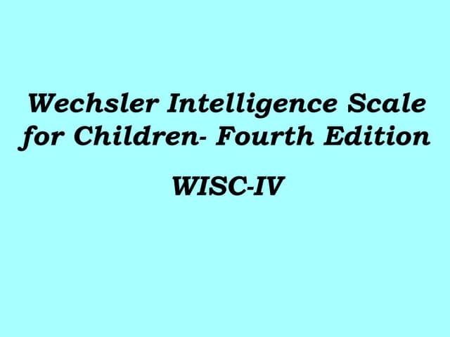 Stanford-Binet Intelligence Scale | PPTX