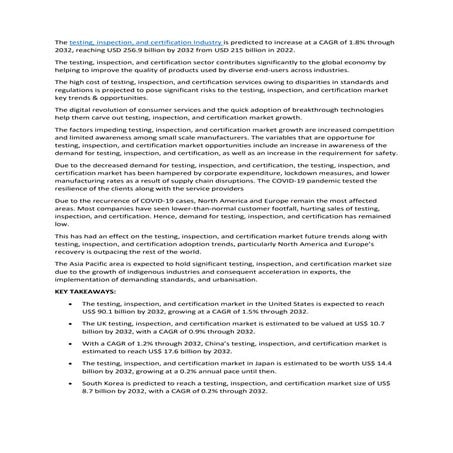 Global Testing, Inspection and Certification Industry By System Type ...