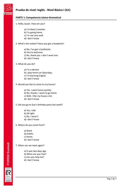 Test ingles[1] | PDF | Travel Type | Travel