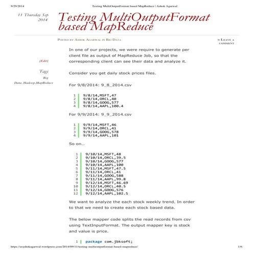 Testing Multi Outputformat Based Mapreduce Pdf Web Development 7331