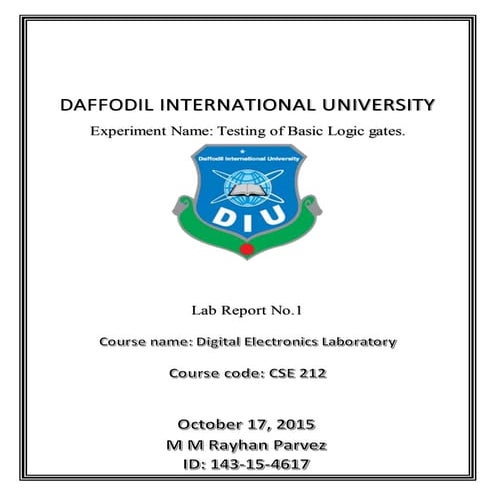 Basic logic gates Testing | DOCX