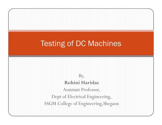 Separation of losses in a dc shunt motor | DOCX