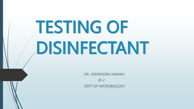 Evaluation of Bactericidal and Bacteriostatic (Disinfectant ...