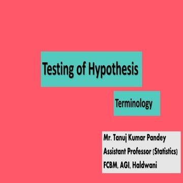 Testing of Hypothesis (Terminologies) | PPTX
