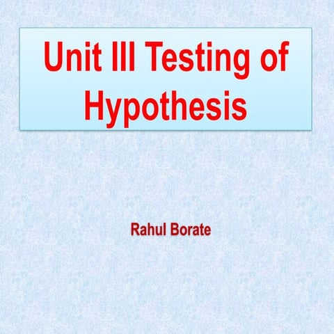 Testing of Hypothesis.pptx example for testing hypothesis | PPTX