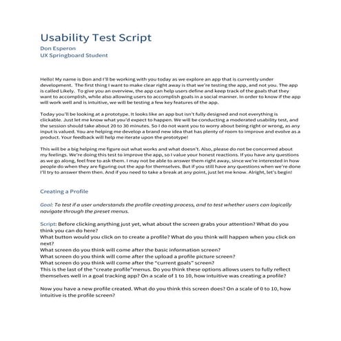Testing Script | PDF