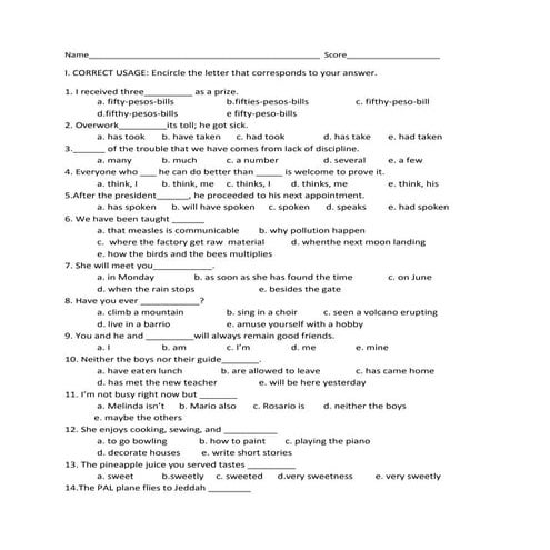 Test in grammar | DOCX