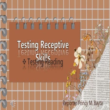 Testing Receptive Skills Testing Reading skills | PPTX