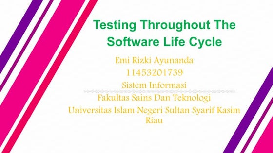 Testing Throughout The Software Life Cycle Ppt