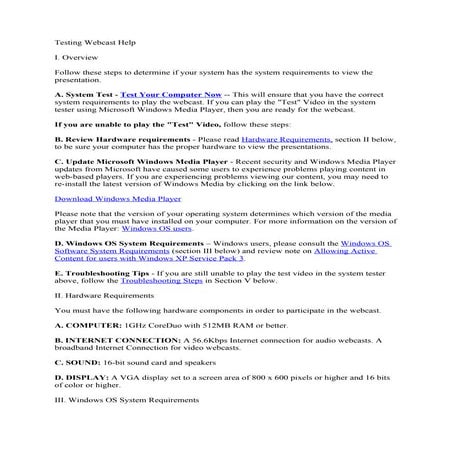 Testing webcast help | DOC