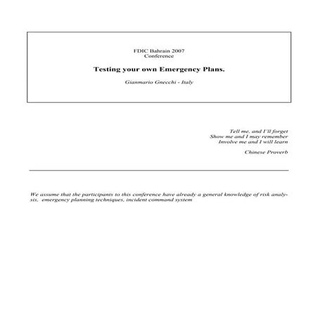 Testing Your Own Emergency Plans | PDF