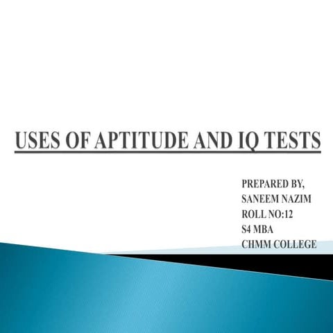 Uses of IQ & Aptitude Test | PPTX