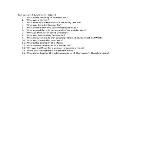 Test lessons 1 & 2 church history 1 | DOCX