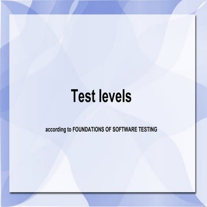 Test levels | PPT