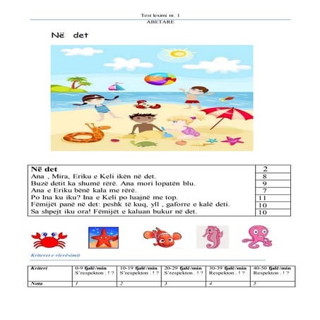 Test leximi abetare | DOCX