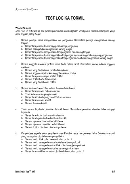contoh soal Pauli kraepelin | PDF