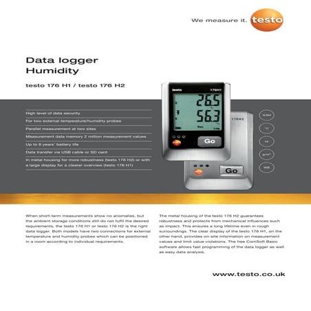 Testo 176 h1-h2 datasheet | PDF