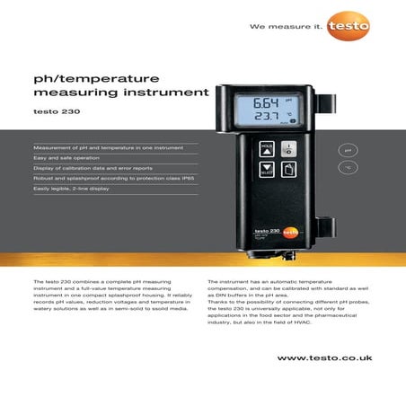 Testo 805 datasheet 2012 | PDF