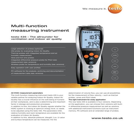 Testo 435 datasheet 2012 | PDF
