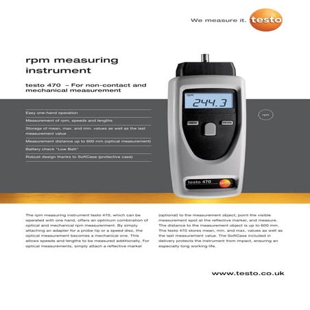 Testo 470 datasheet 2012 | PDF | Physics | Science