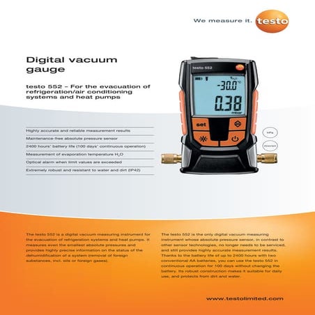 Testo 552 digital vacuum gauge | PDF