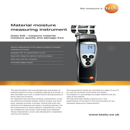 Testo 616 datasheet 2012 | PDF