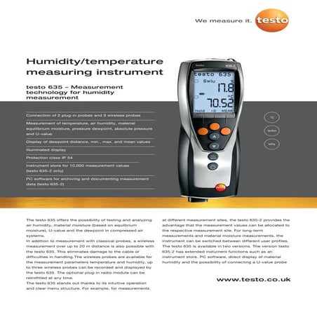 Testo 635 datasheet 2012 | PDF