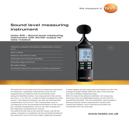 Testo 816 datasheet 2012 | PDF