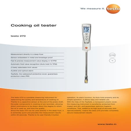 Testo cooking oil tester 270 | PDF