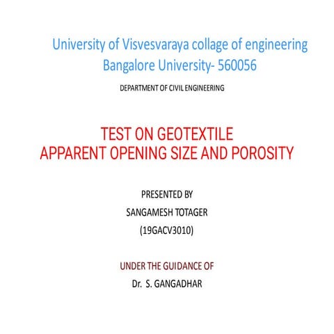 Test on geotextile apparent opening size and porosity | PDF