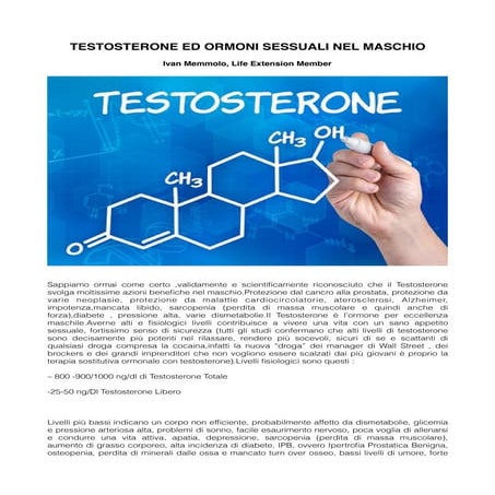 Testosterone - Salute maschile e testosterone : IVAN MEMMOLO | PDF