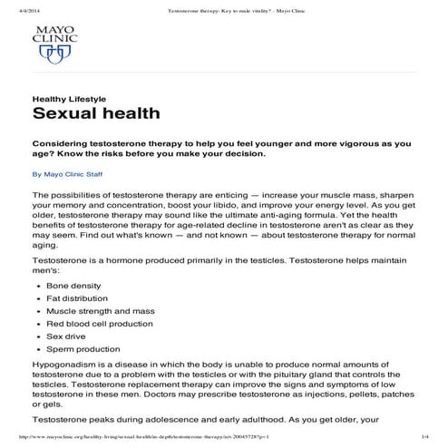 Testosterone therapy benefits and risks | PDF