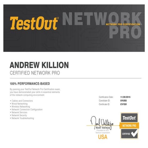 TestOut Network Pro Certification | PPT