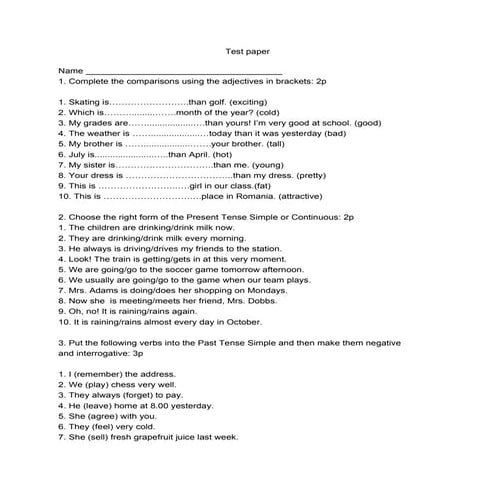 Test paper | DOC | Soccer | Sports