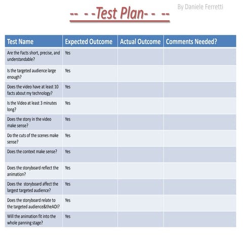 Test Plan Excel Template