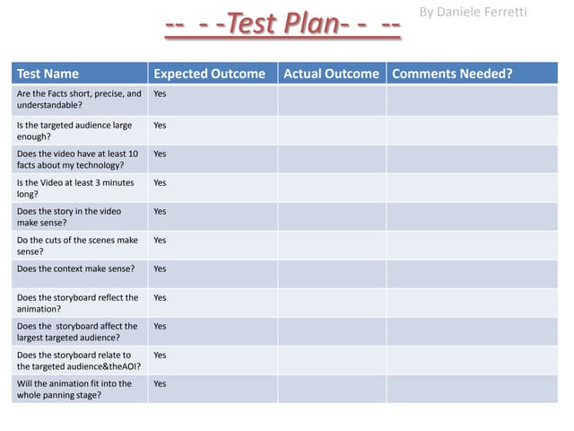 Testing Plan Template Excel